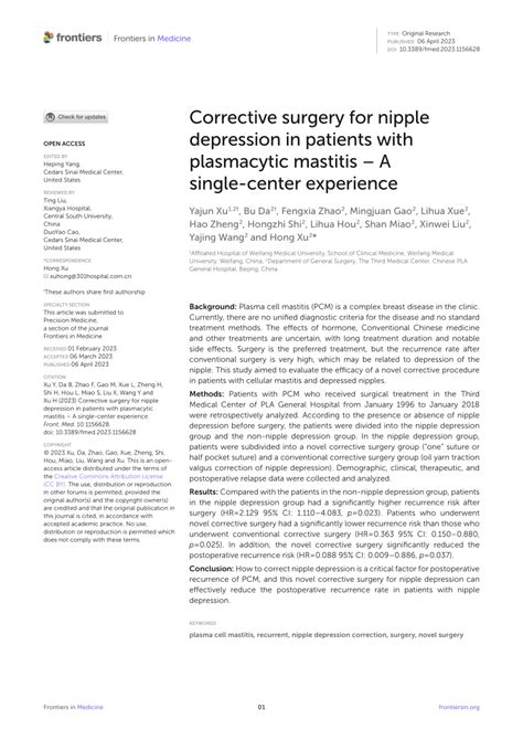 Pdf Corrective Surgery For Nipple Depression In Patients With