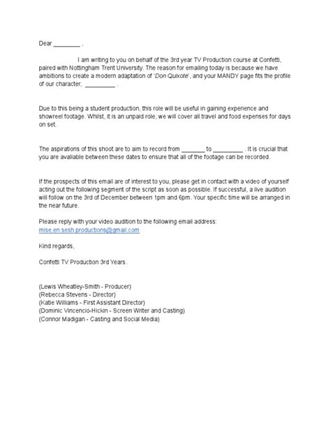 Casting Template Pdf