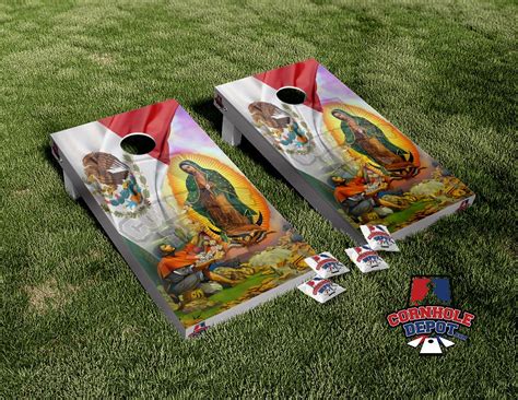 Mexican Flag Virgen De La Guadalupe Religious Cornhole Board Vinyl Wra