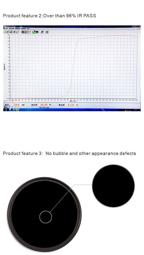 Ir Glass Pass Through 850nm 77mm Infrared Lens Filter