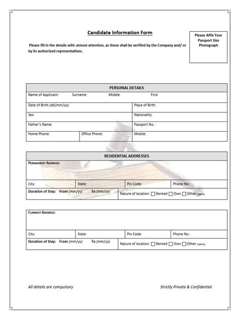 Css Candidate Information Form Pdf Employment Salary