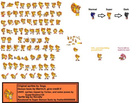 Super Demon Sonic Sprite Sheet By Fnafan88888888 On Deviantart