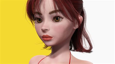 Artstation Prestige Red Hair Stylized Cartoon 3d Naked Woman Rigged