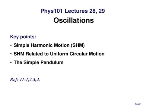 Ppt Phys101 Lectures 28 29 Oscillations Powerpoint Presentation