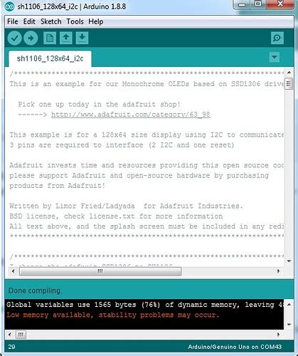 Problem For Using Adafruitsh1106library In Ardunio Uno Programming Arduino Forum