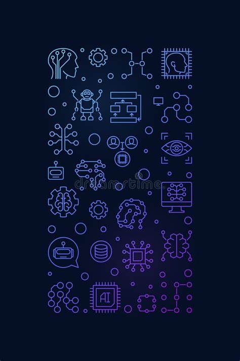 Artificial Intelligence Ai Concept Colored Vertical Thin Line Banner Or