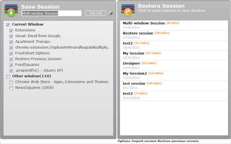 FreshStart Cross Browser Session Manager For Google Chrome