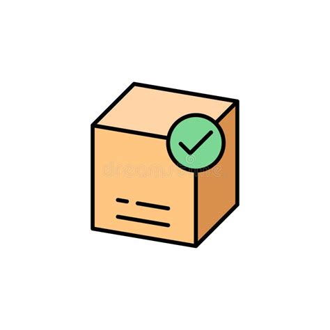 Delivered Parcel Box Filled Color Icon Linear Style Sign For Mobile Concept And Web Design