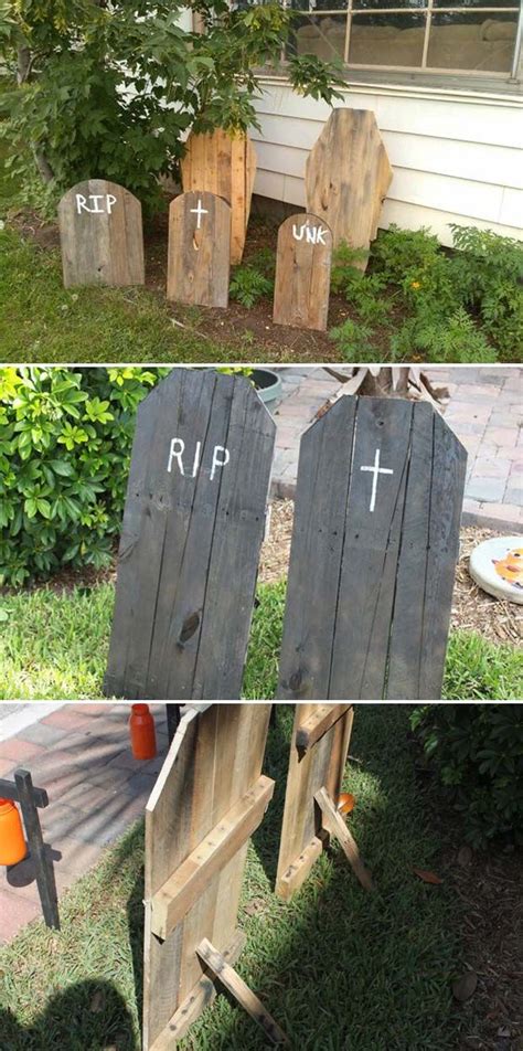 Turn Your Yard Into Graveyard With Diy Pallet Tombstones To Spook Your