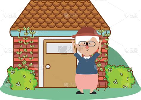 可爱的祖母卡通家庭孙辈孙女女人爱相伴连接