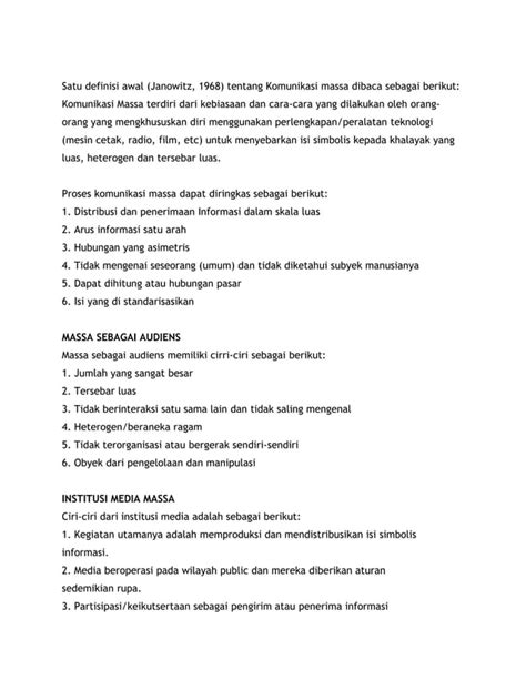 Konsep Dan Model Komunikasi Massa Doc