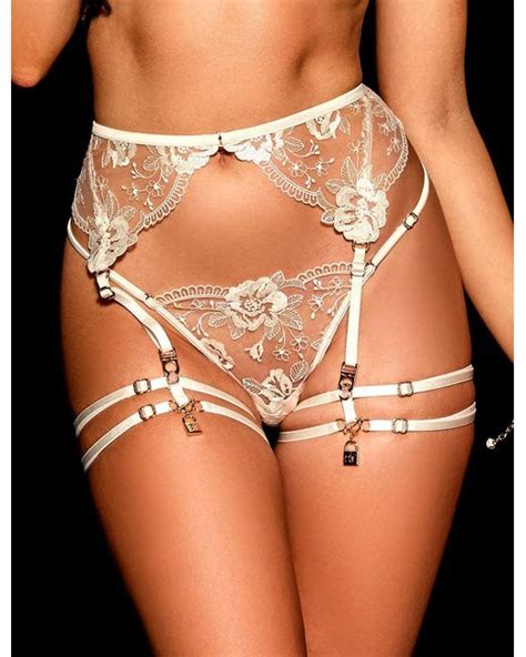 Honey Birdette Jules Ivory Garter Belt In Black Lyst