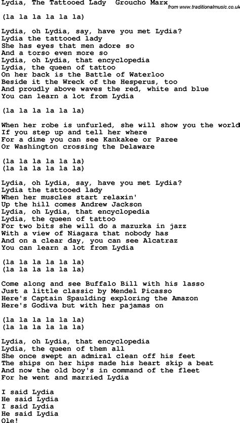 Lydia The Tattooed Lady Groucho Marx Lyrics