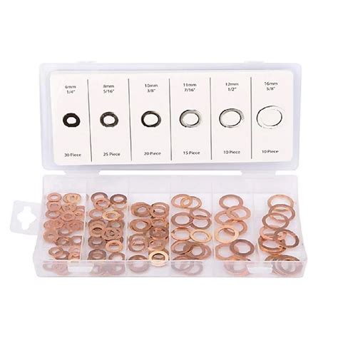110 X Assorted Copper Washers 6 16mm For Sealing Fluids And Liquids