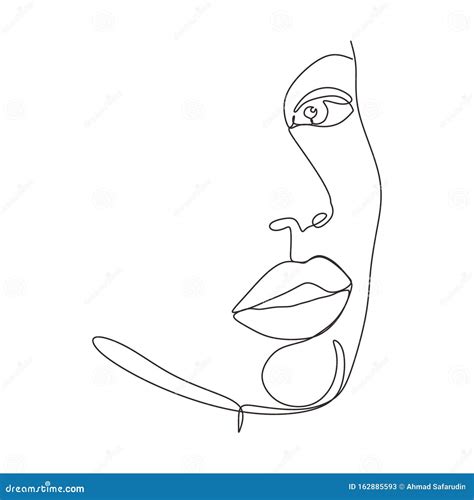 Continuous One Line Drawing Of Abstract Face Minimalism And Simplicity