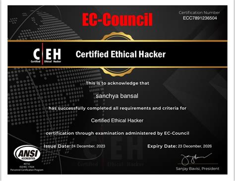 Cehv12 Cybersecurity Certificationachieved Sanchya Bansal
