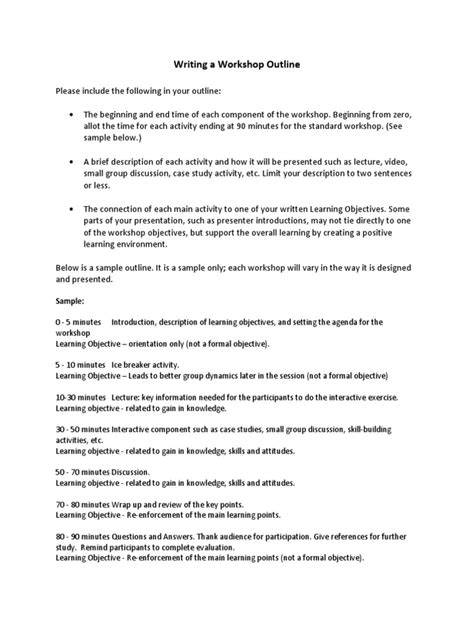 Workshop Outline Pdf