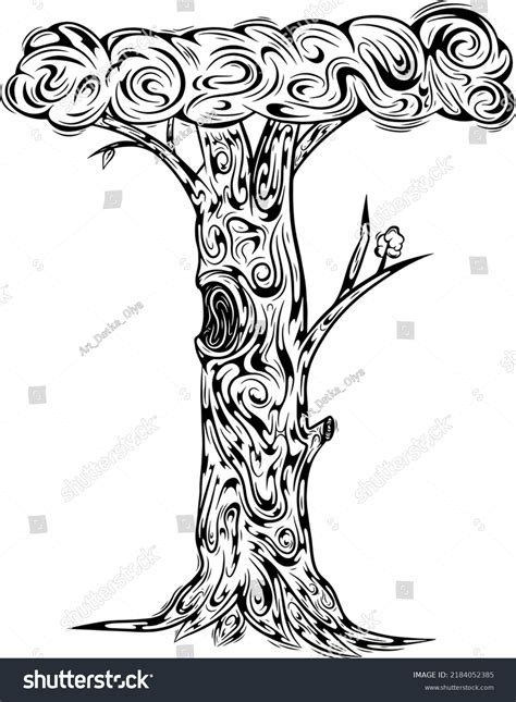 Black White Vector Tree Stock Vector Royalty Free 2184052385