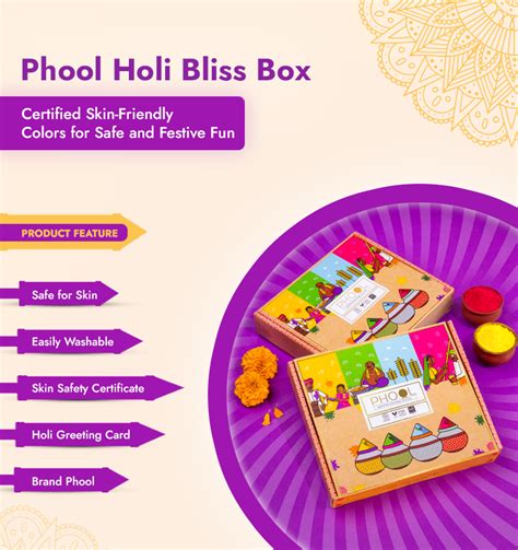 Phool Holi Essential Bliss Box Certified Skin Friendly Colors For Safe