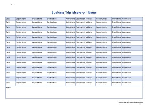 Free Travel Itinerary Template Excel