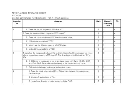 Analog Integrated Circuit Module 4 Aet307 Analog Intgrated Circuit
