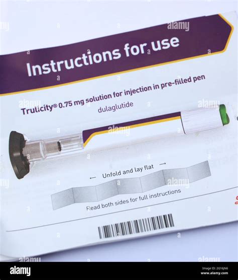 Close Up Of Trulicity Dulaglutide Instructions For Use Leaflet Stock