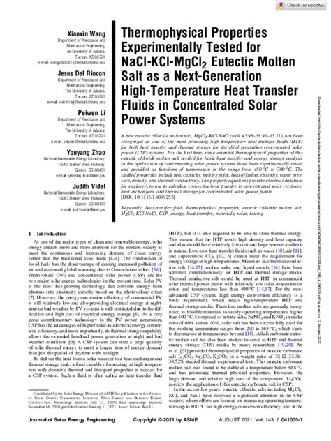 Pdf Thermophysical Properties Experimentally Tested For Nacl Kcl