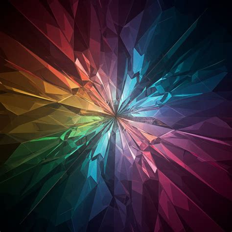 Geometric Abstract Composition Featuring A Burst Pattern Of Triangular Facets Radiating From The