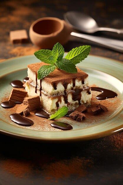 Premium Ai Image Tiramisu Classical Dessert With Cocoa And Chocolate