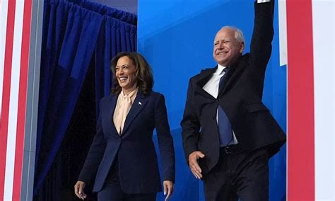 Kamala Harris Continues Blue Suit Style Streak With Tim Walz And His