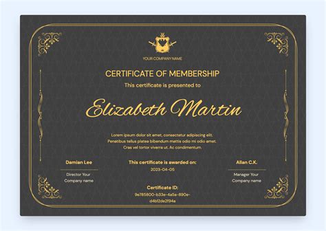 Membership Certificate Template Templates