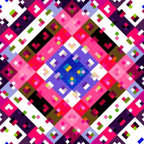 Kaleidoscopic Geo Pixel Pattern Playful Fun Pink Wallpaper Stock