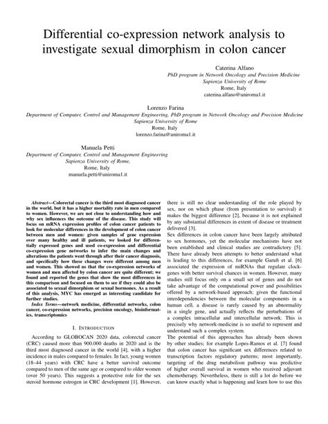 Pdf Differential Co Expression Network Analysis To Investigate Sexual