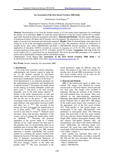 Pdf Sex Assessment Of The First Sacral Vertebra Mri Study