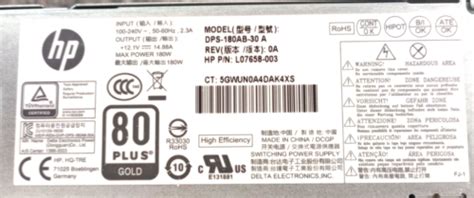 L07658-003 Genuine HP ProDesk 400 G5 180W DPS-180AB-30 A Power Supply ...