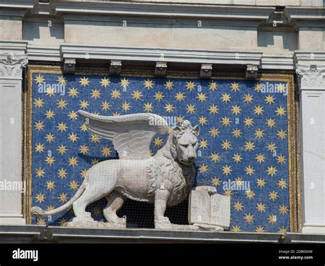 Winged Lion Of St Mark On The Clock Tower Venice Winged Lion Of St