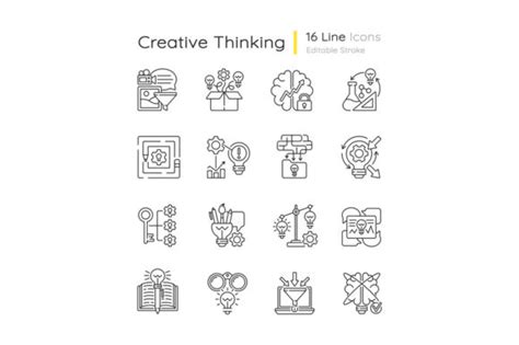 Creative Thinking Linear Icons Set Graphic By Bsd Studio Creative Fabrica