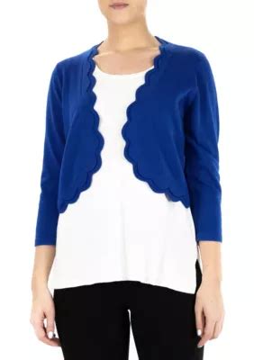 Nina Leonard Womens Scallop Knit Bolero Medium Best Deals And Sales
