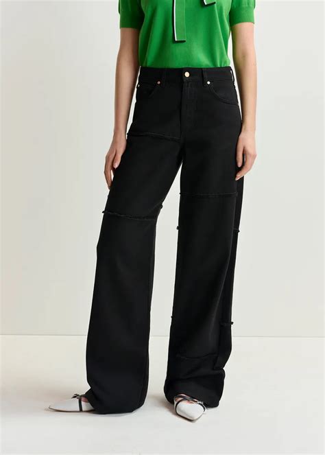 Black Straight Leg Patchwork Jeans Essentiel Antwerp Europe