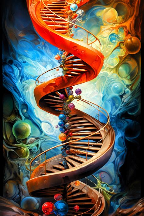 Double Helix Stairway To Heaven Vibrant High Quality Canvas Wall Art