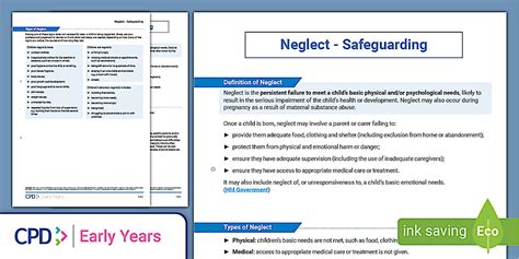 Neglect Safeguarding Kindergarten Kindergarten Cpd