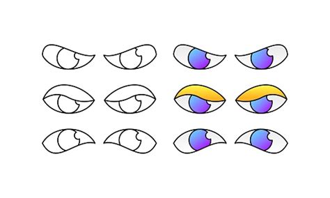 Ilustración De Ojos Malvados Diferentes Estilos Color Ojos