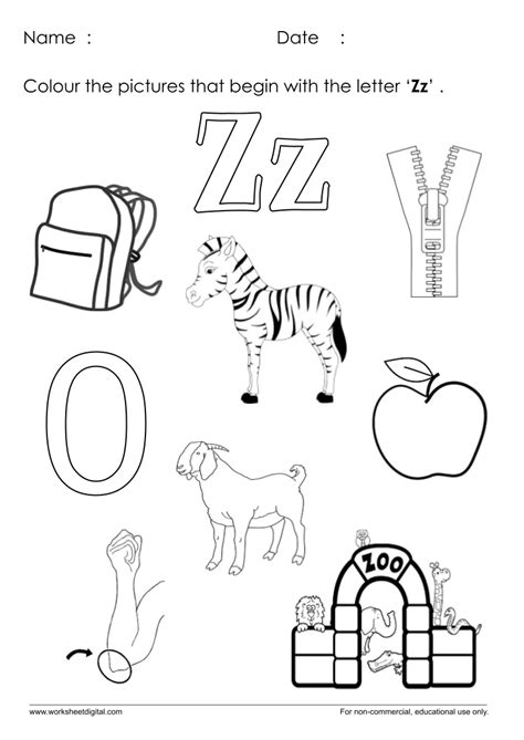 Letter Z Worksheet For Kindergarten Worksheet Digital Worksheets