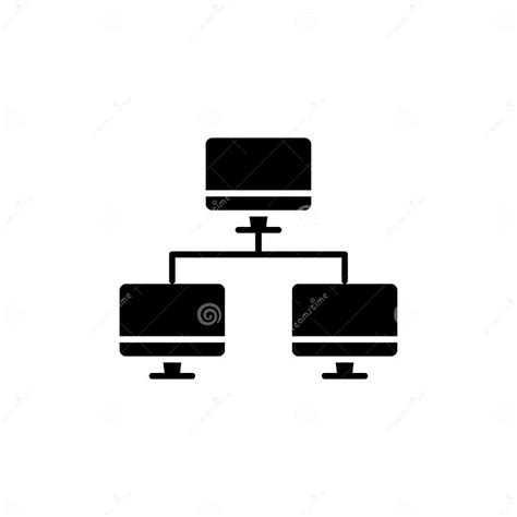 Computer Network Icon Set Laptop Lan Sharing Vector Symbol In A Black