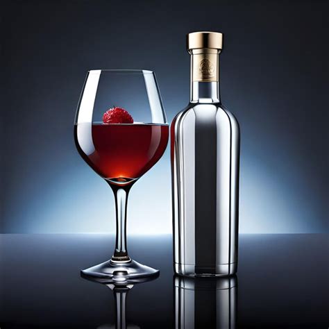 Premium Ai Image A Bottle Of Wine And A Glass With A Red Berry On The