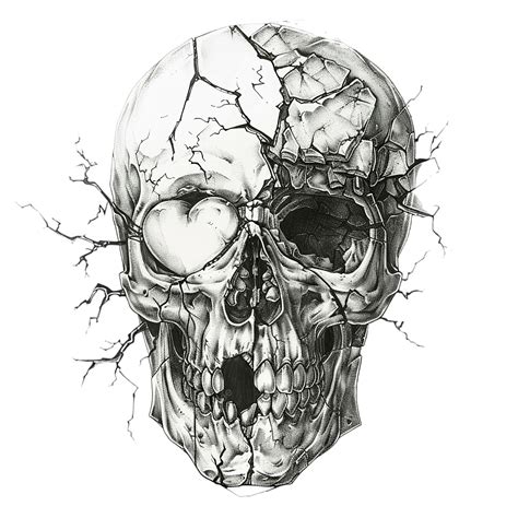 Skull Head With Broken Heart Tattoo Skull Logo Vintage Skull Skull