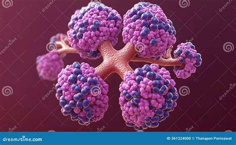 Microscopic 3d Render Of Alveoli In Lungs Pulmonary Structure
