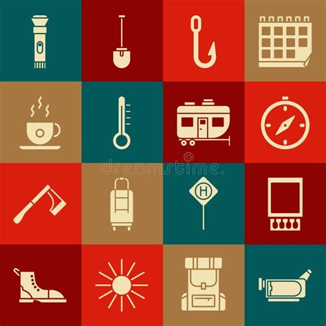 Set Cinema Camera Open Matchbox And Matches Compass Fishing Hook