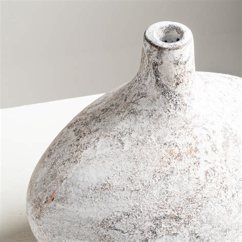 Pebble Vase Handmade Textured Terracotta Organic Shape In White For