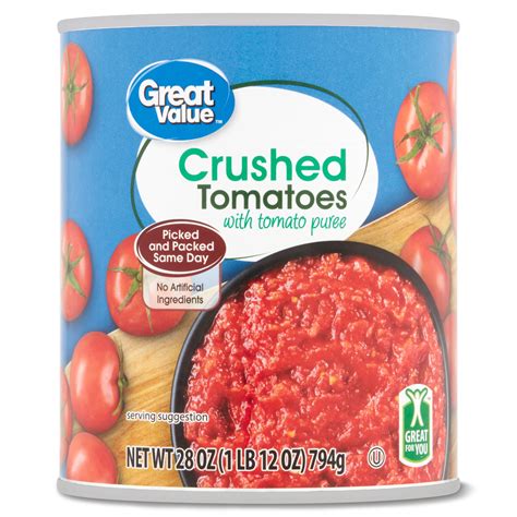 Great Value Crushed Tomatoes With Tomato Puree 28 Oz